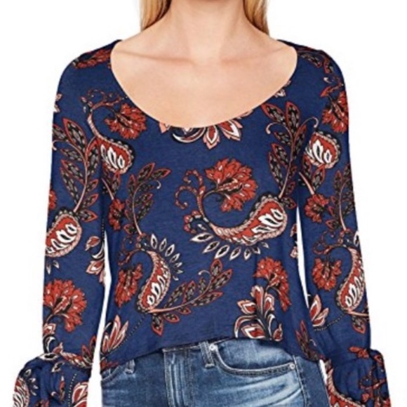 Anthropologie | Tops | Floral Print Bow Sleeve Blouse Top | Poshmark